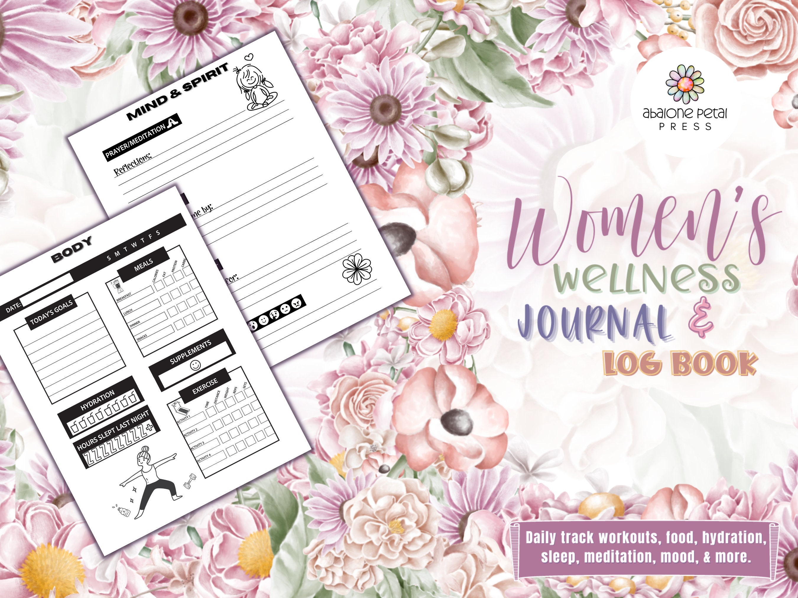 Women's Wellness Journal & Log Book Printable, Health Wellness and ...