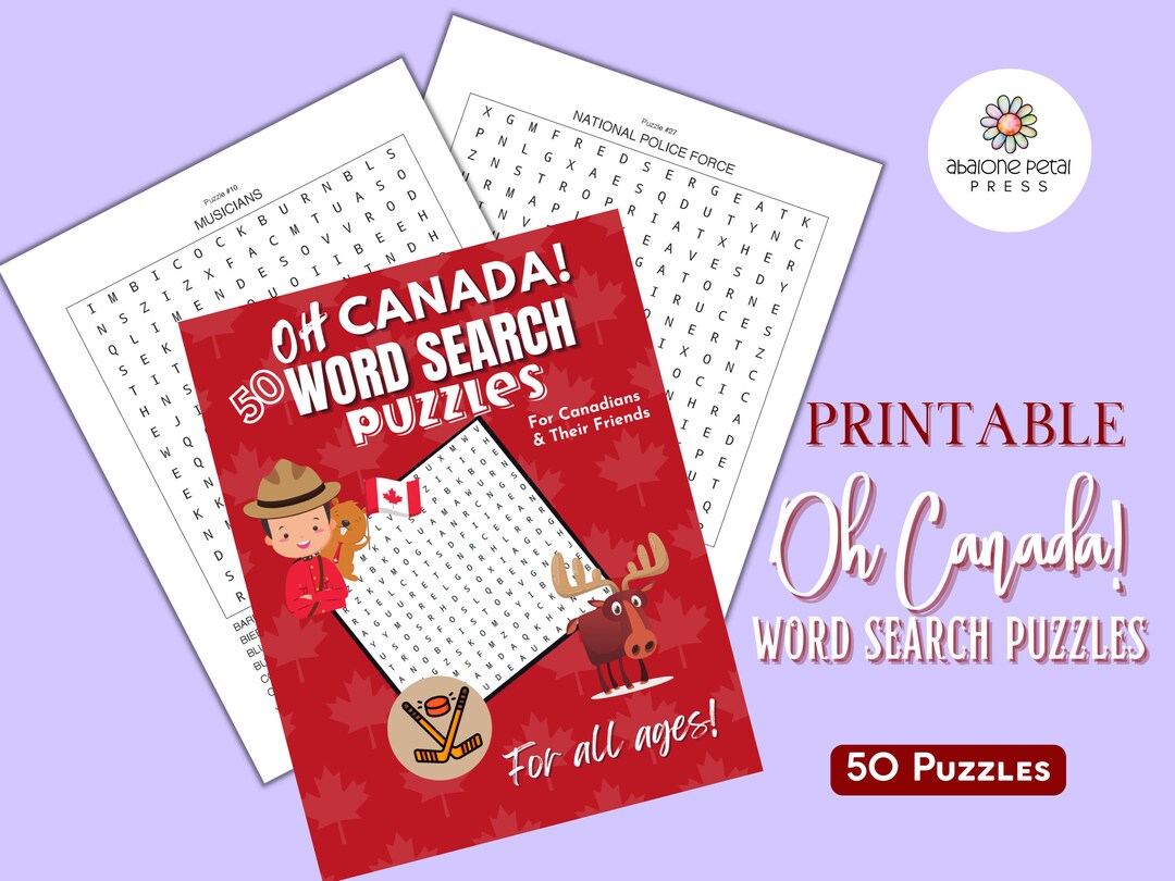 Oh Canada! 50 Word Search Puzzles, Adult Printable Word Search ...