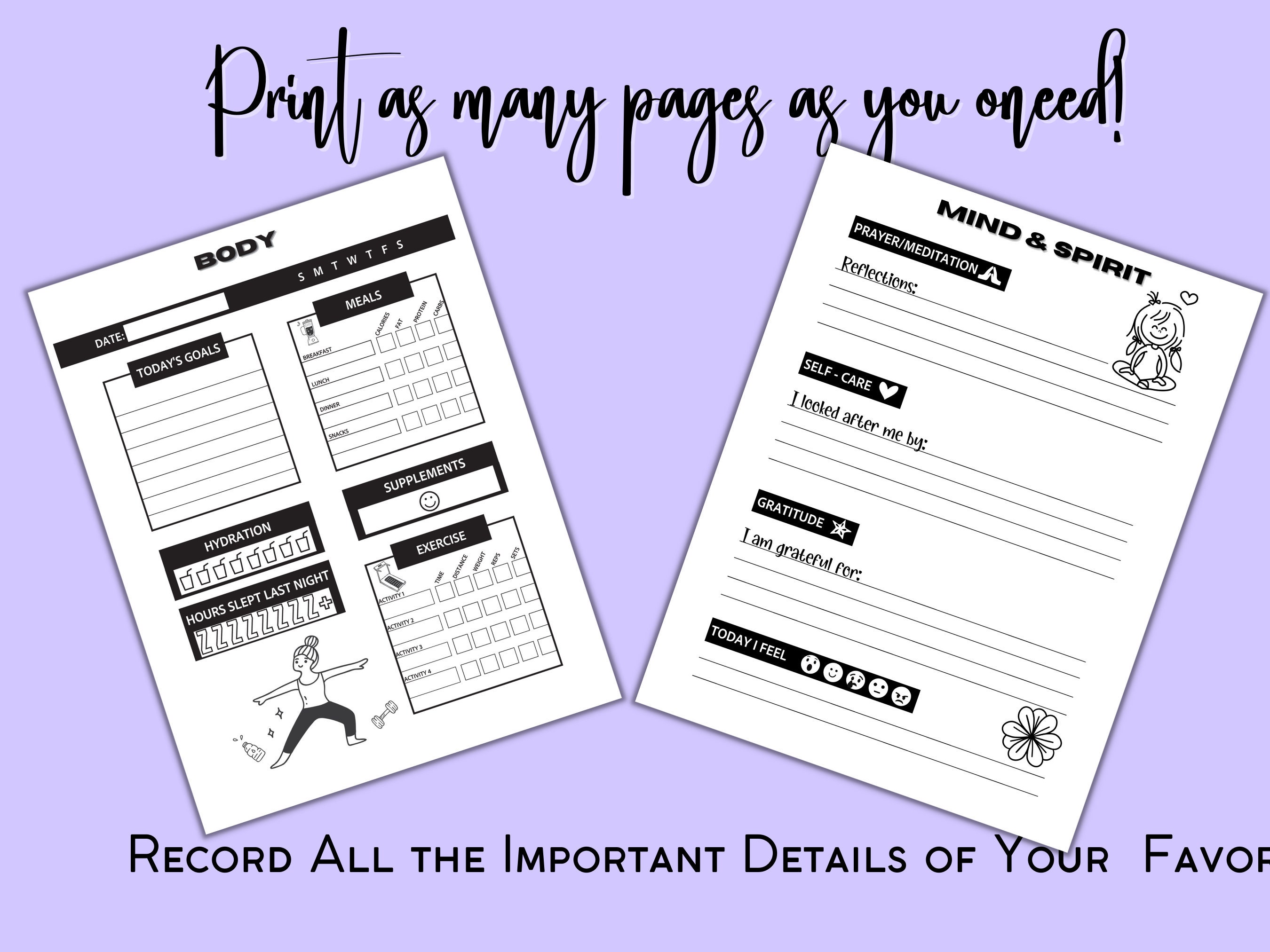 Women's Wellness Journal & Log Book Printable, Health Wellness and ...