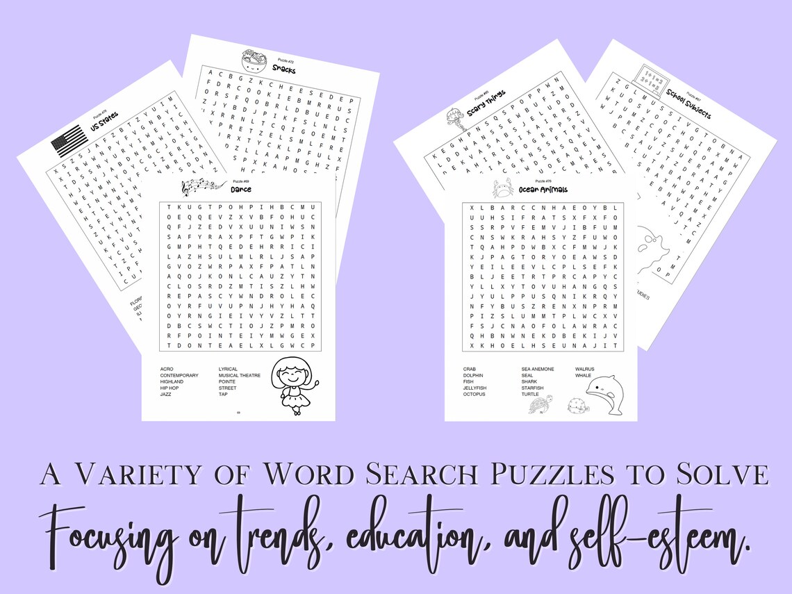 Word Search Printable for Girls 10-12, Kids Wordsearch, Kid Word Search ...