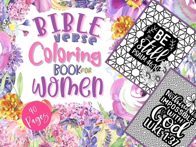 Printable Bible Verse Coloring Book for Women, Adult Christian Coloring ...