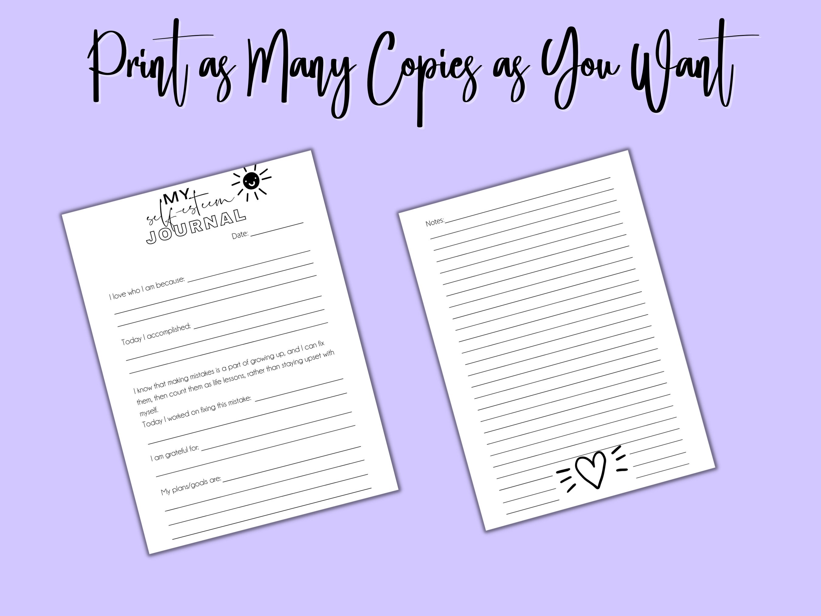 Self-esteem Journal Printable for Kids, Confidence for Teens & Kids ...