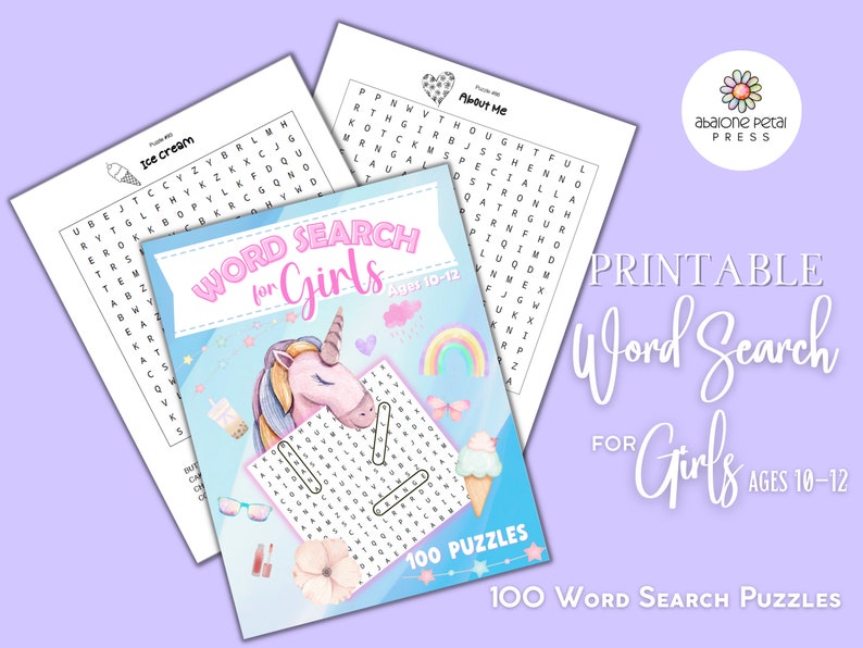 Word Search Printable for Girls 10-12, Kids Wordsearch, Kid Word Search ...