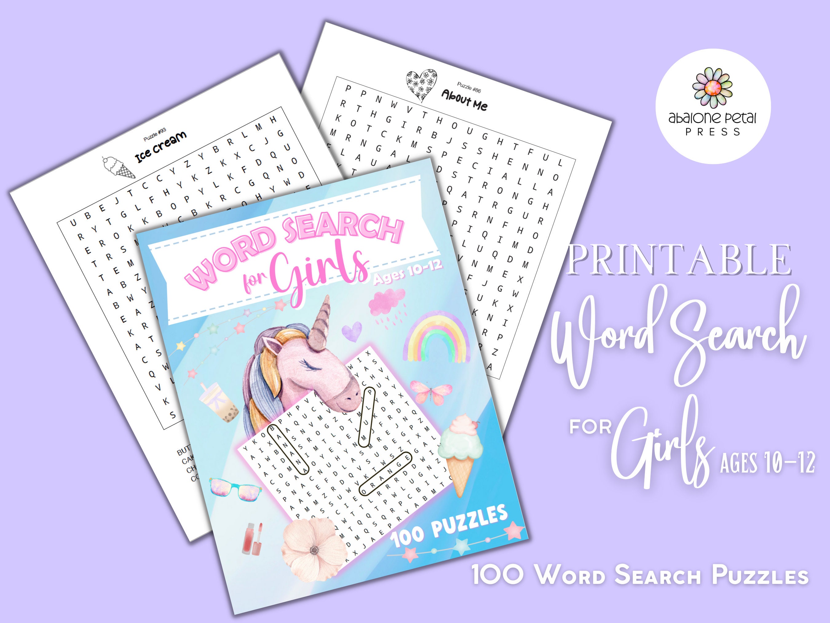 Word Search Printable for Girls 10-12, Kids Wordsearch, Kid Word Search ...