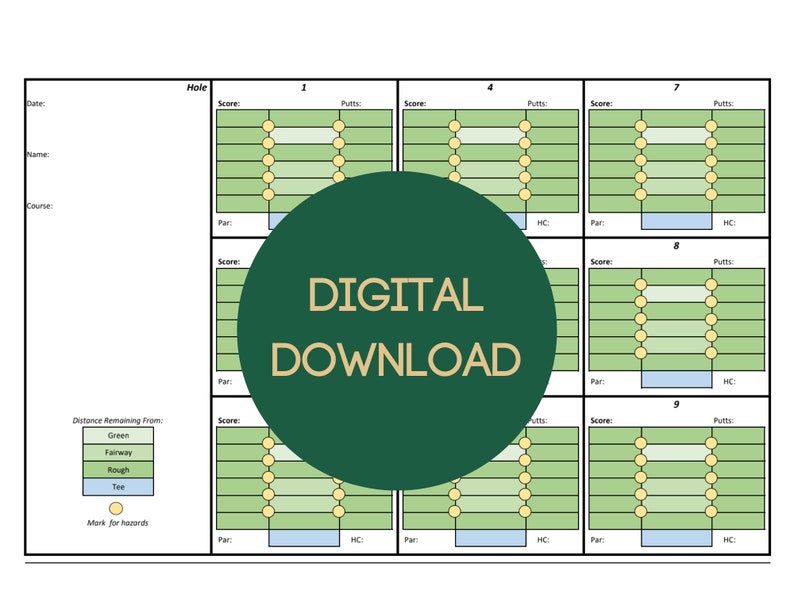 Advanced Stats: Golf Printable Scorecard and Tracker - Etsy