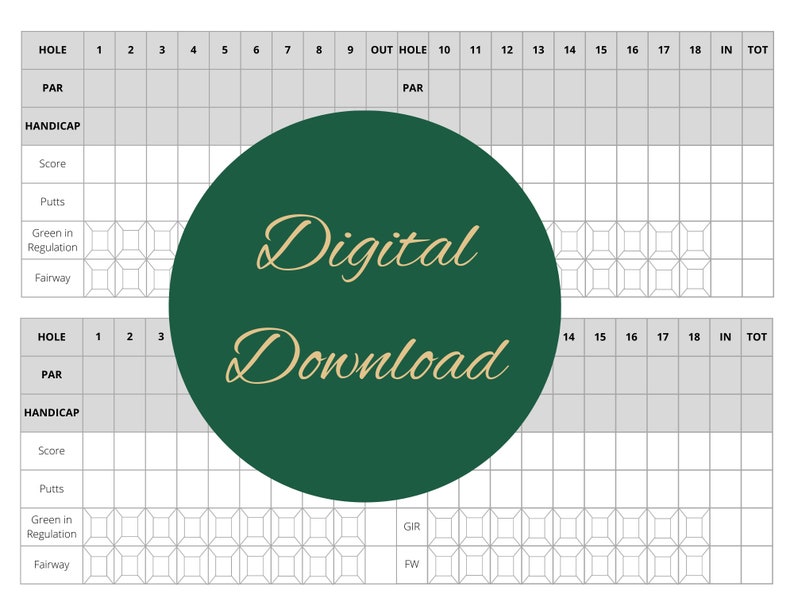 Printable Golf Standard Stats Tracking Scorecard - Etsy