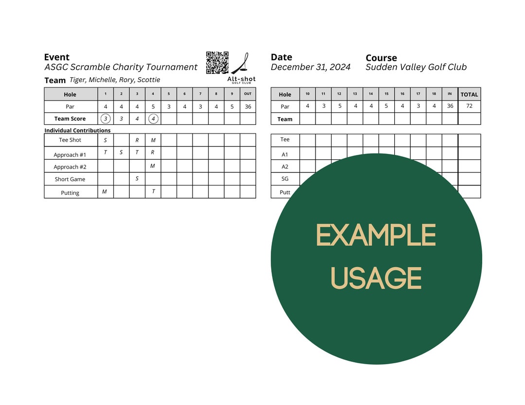 SCRAMBLE: Golf Printable Scorecard and Contributions Tracker - Etsy