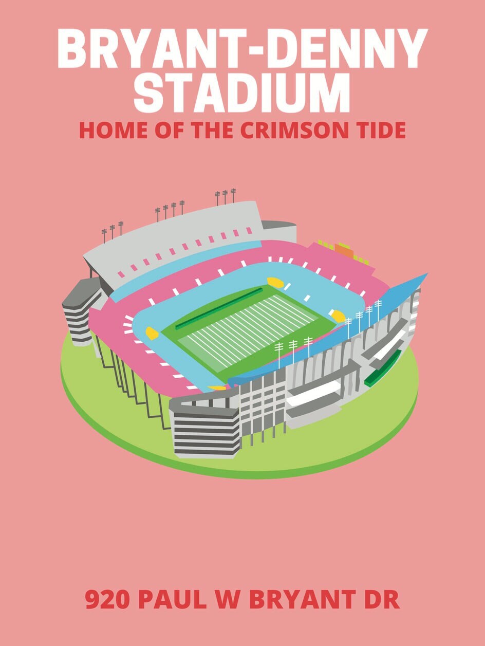 Alabama Football Stadium Poster - Etsy