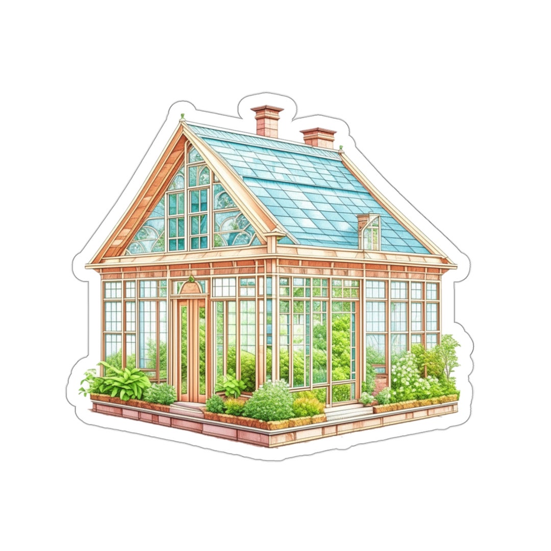 Greenhouse Conservatory Kiss-cut Sticker - Etsy
