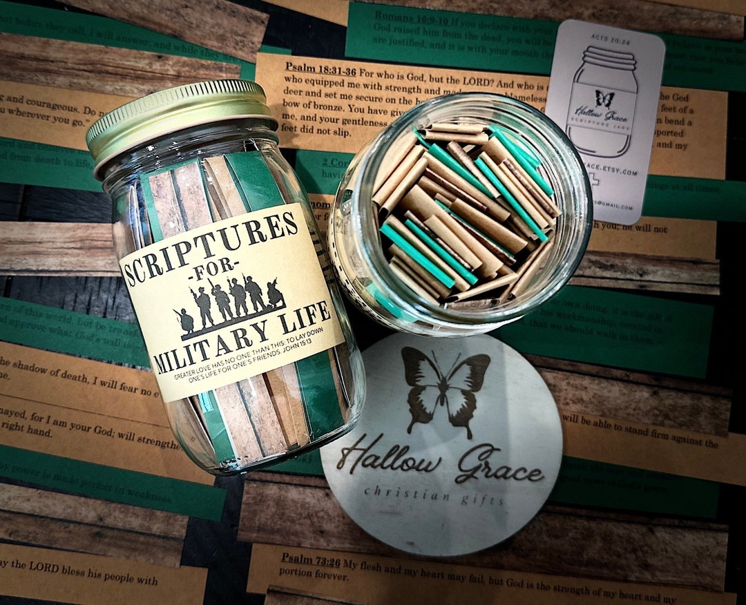Military Bible Verse Jar, Deployment Scriptures, Soldier Bible Verses ...