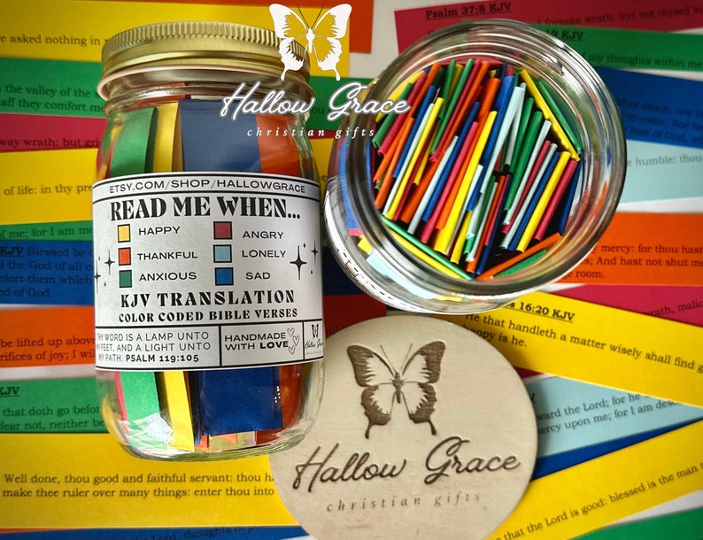 KJV Scripture Jar, Color-coded Bible Verses, Christian Gift - Etsy