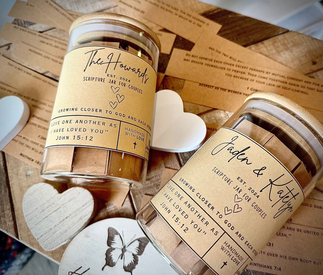 Marriage Bible Verse Jar, Anniversary Gift, Newly Weds, House Warming ...