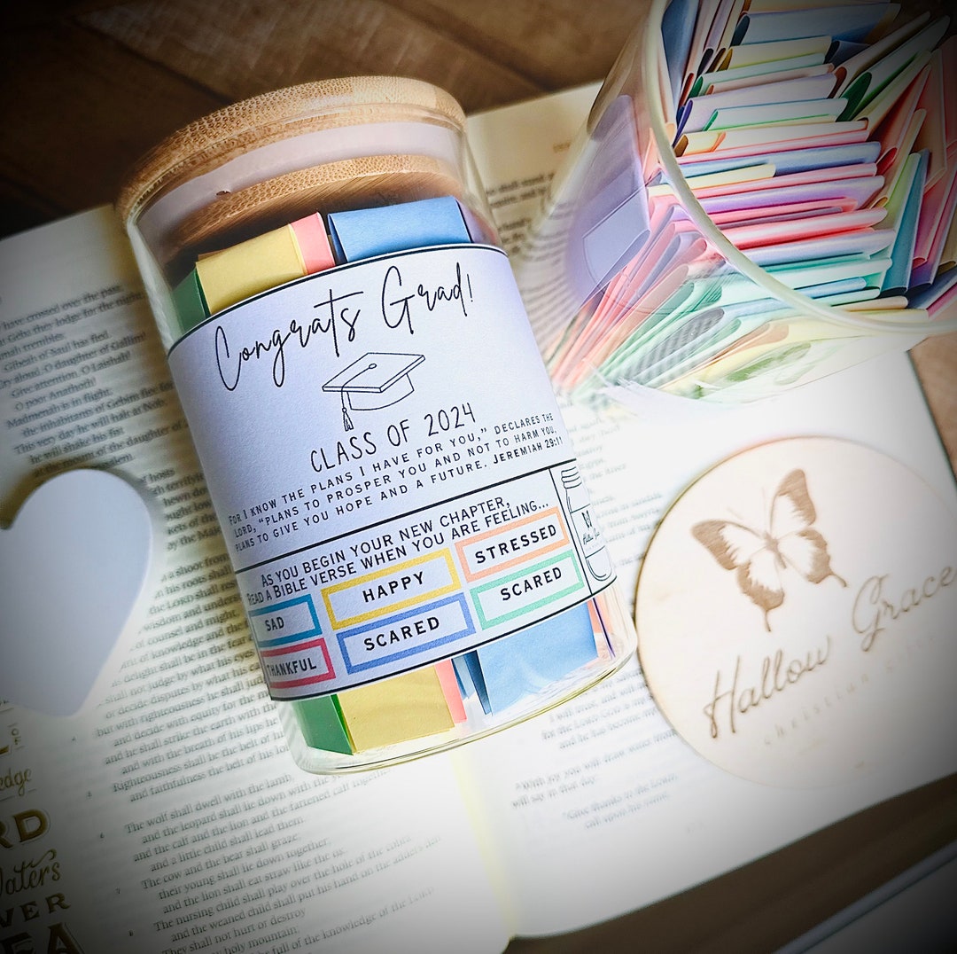 Graduation Jar, Bible Verses for Graduate, off to College Gift ...