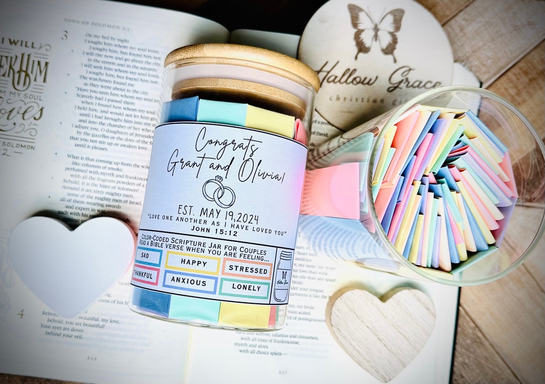 NEWLYWEDS GIFT JAR, Bible Verse Jar for Couples, Wedding Gift ...