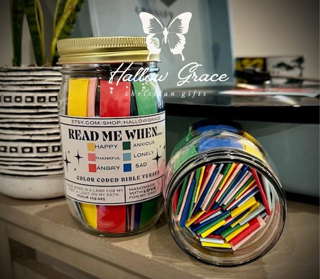 LARGE PRINT Color-coded Bible Verses, LARGE Font Scripture Jar, God's ...