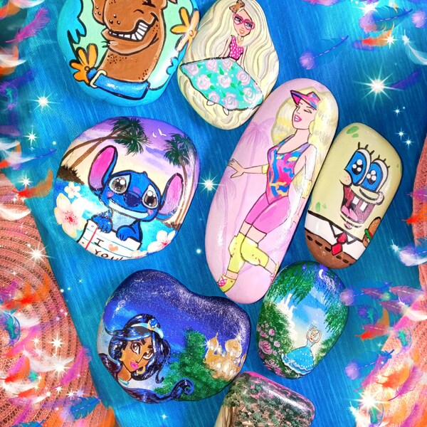 Painted Beach Stone - Etsy