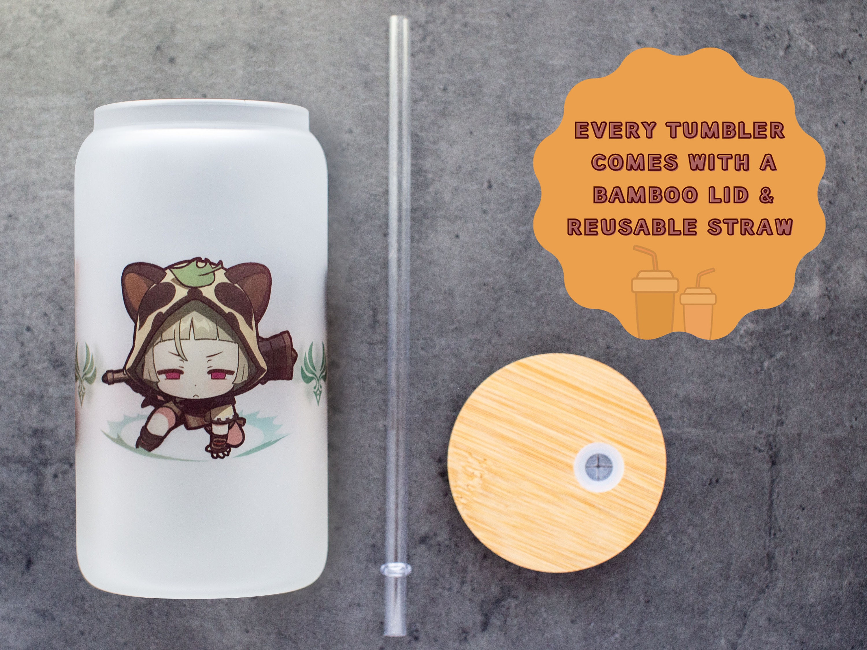 Sayu Genshin Impact Anemo Inspired Frosted Glass Tumbler | Gifts for ...
