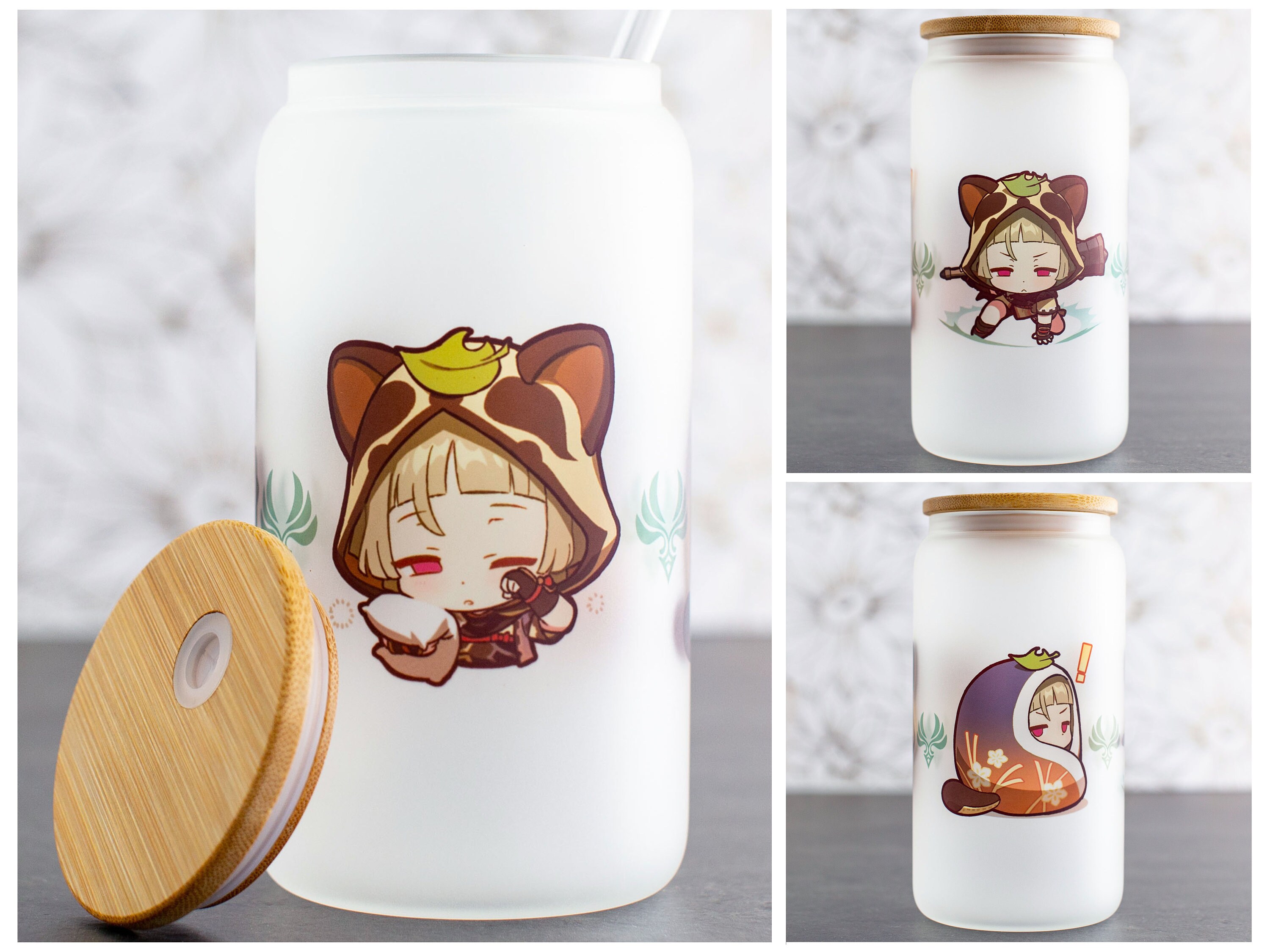 Sayu Genshin Impact Anemo Inspired Frosted Glass Tumbler | Gifts for ...