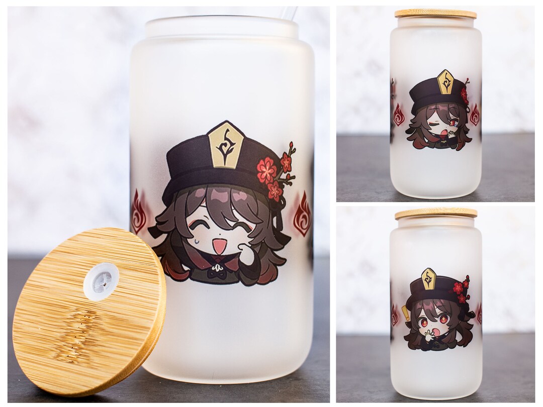 Hutao Genshin Impact Pyro Inspired Frosted Glass Tumbler | Gifts for ...
