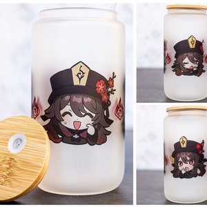 Hutao Genshin Impact Pyro Inspired Frosted Glass Tumbler | Gifts for ...