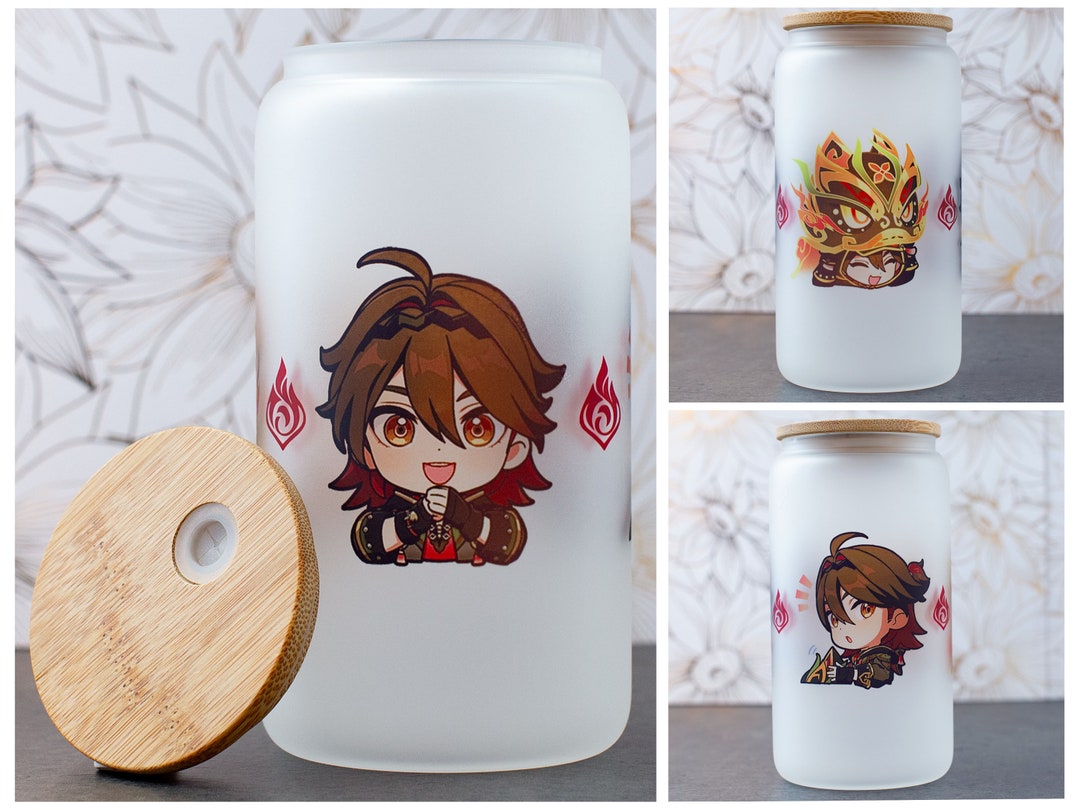 Gaming Genshin Impact Pyro Inspired Frosted Glass Tumbler | Gifts for ...