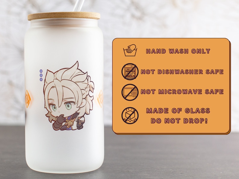 Albedo Genshin Impact Geo Inspired Frosted Glass Tumbler | Gifts for ...