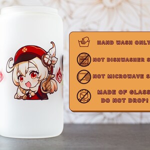 Klee Genshin Impact Pyro Inspired Frosted Glass Tumbler | Gifts for ...