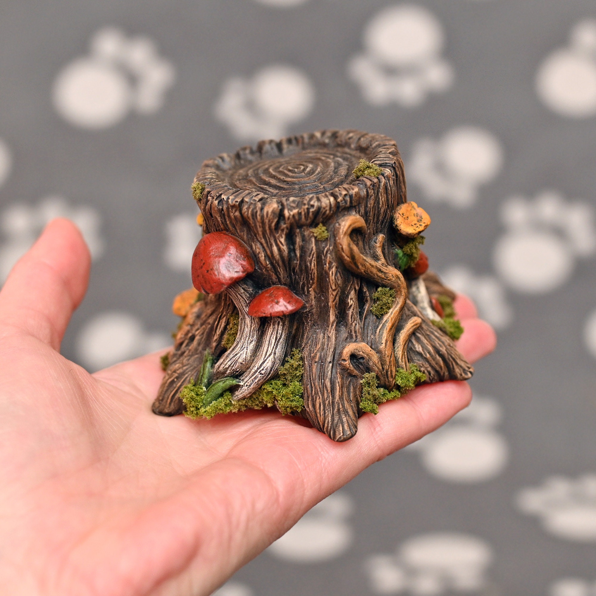 Tree Trunk With Mushrooms Sculpture. One of a Kind Handmade Decoration ...