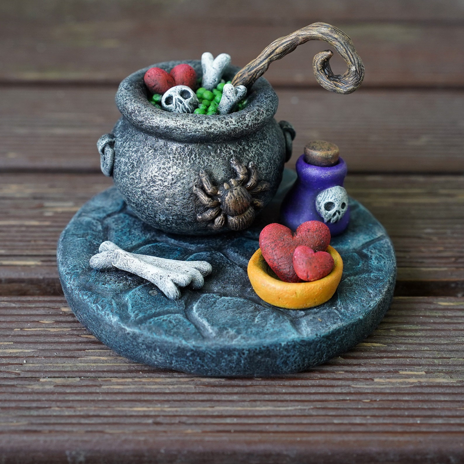 Polymer Clay Witch Cauldron Figurine: Spooky Halloween Decor - Etsy