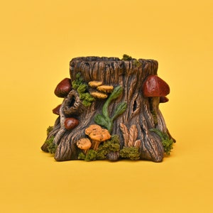 Tree Trunk With Mushrooms Sculpture. One of a Kind Handmade Decoration ...