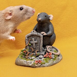 Dumbo Rat on Cemetery. Tombstone Red Flowers Skulls on Rock. Colorful ...