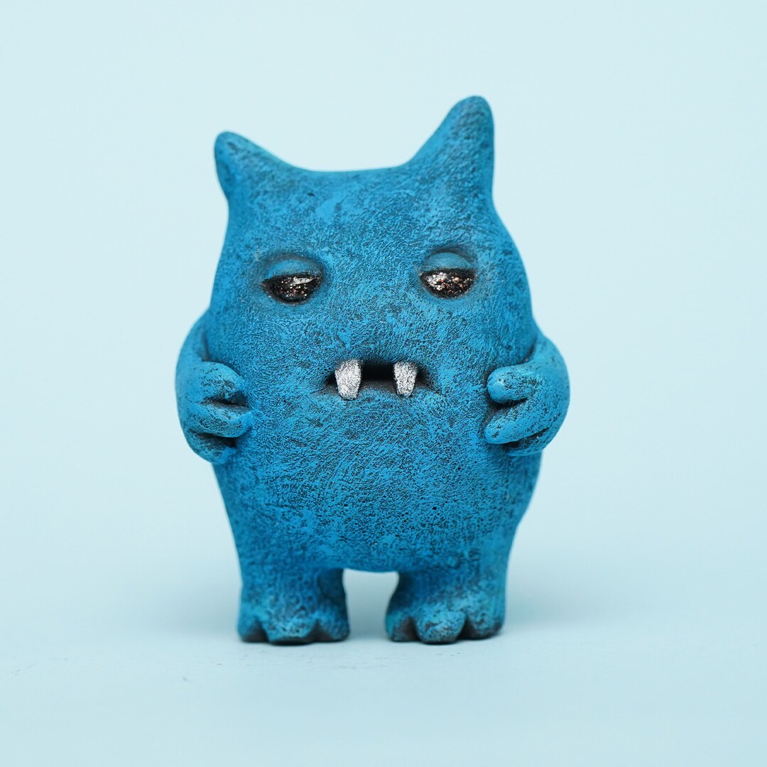 Little Blue Devil Sculpture. Halloween Style Cute Monster for Home ...