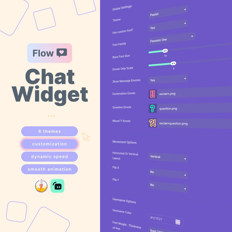 Flow Chat Box Widget Includes Alerts for Twitch and Youtube Compatible ...