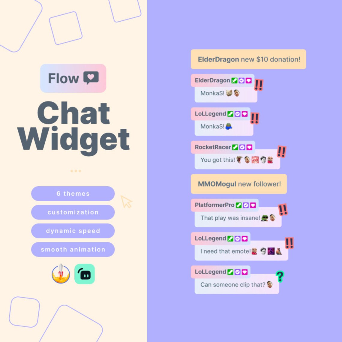 Flow Chat Box Widget Includes Alerts for Twitch and Youtube Compatible ...
