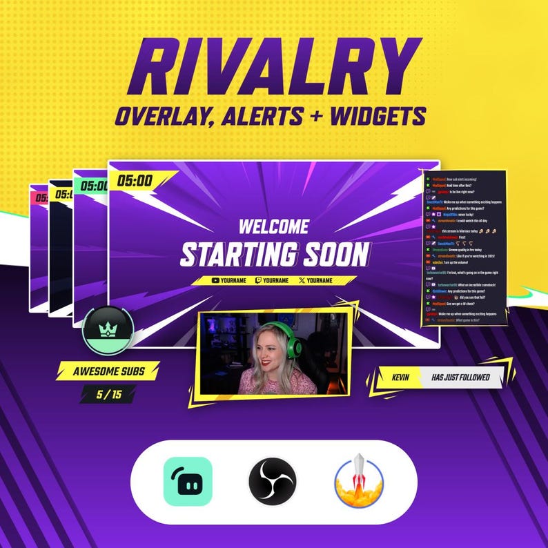 Animated Stream Overlays Pack - Marvel Rivals Inspired Purple Theme ...