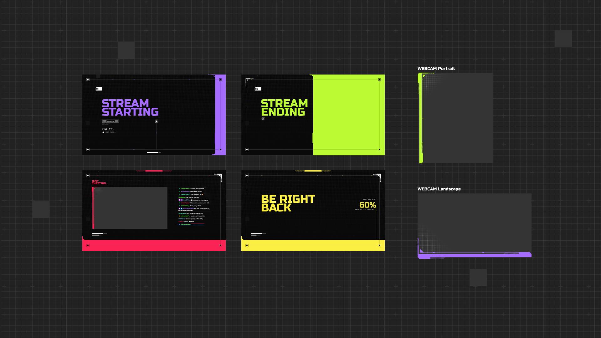 Animated Glitch Stream Overlays Pack - Relay Black and Colorful ...