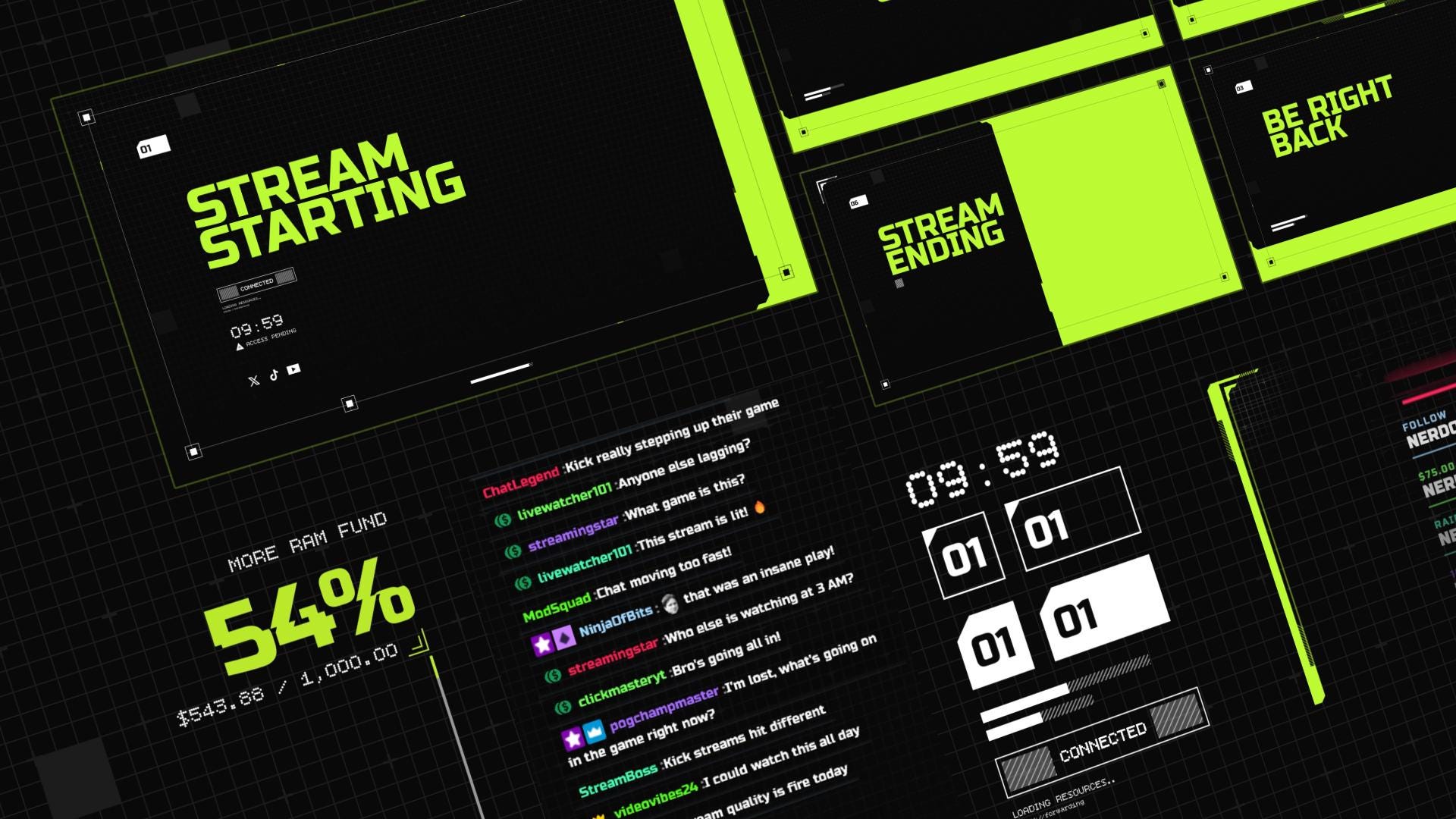 Animated Glitch Stream Overlays Pack - Relay Black and Colorful ...