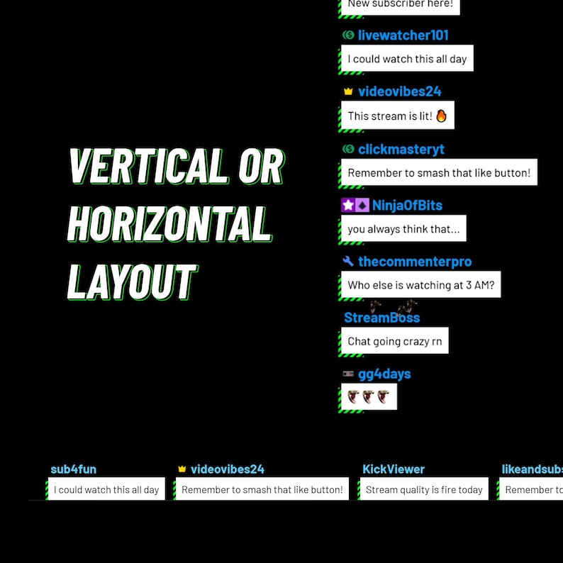 Customizable React Theme Twitch Chat Widget - Vertical and Horizontal ...