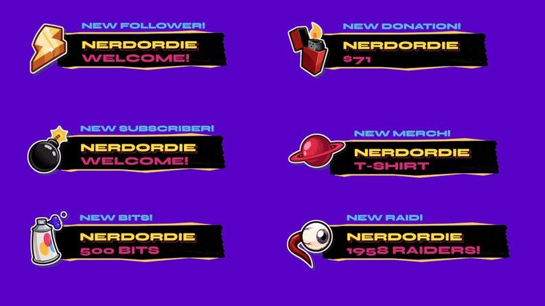 Animated Twitch Alerts Overlay - Stickerbomb Theme - Etsy Canada