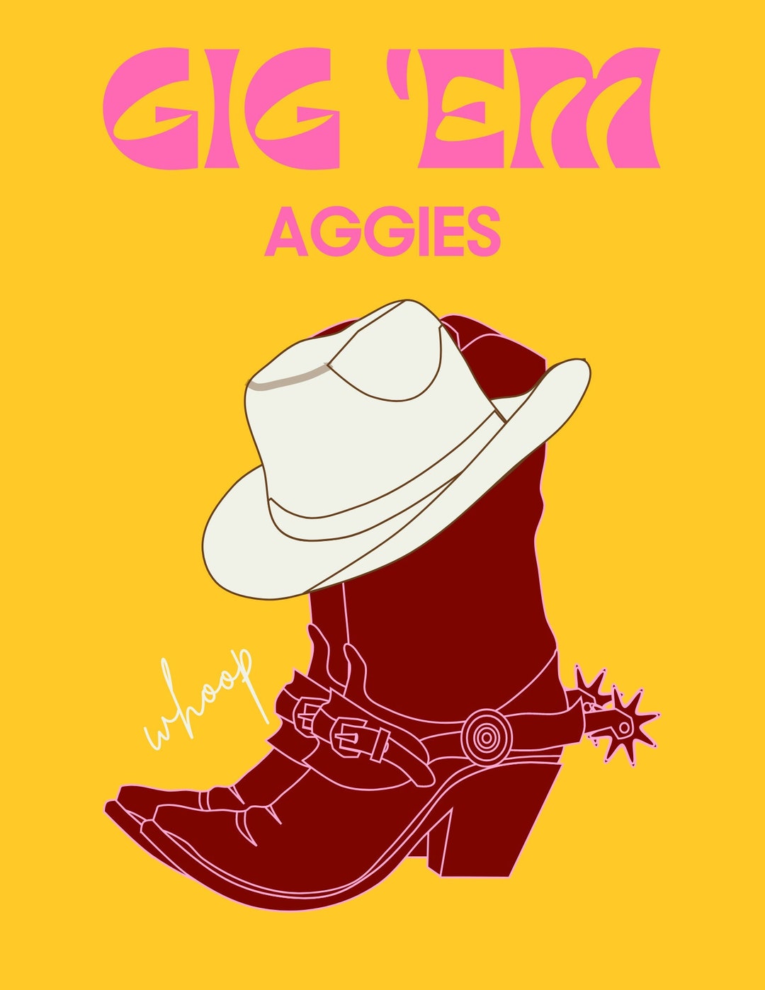 A&M Gig 'em Wall Art Print - Etsy