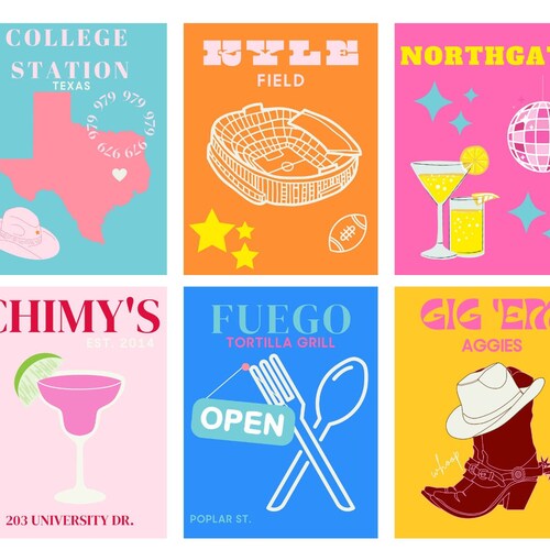 Texas A&M/TAMU Preppy Posters/college Station Digital Art 11 - Etsy