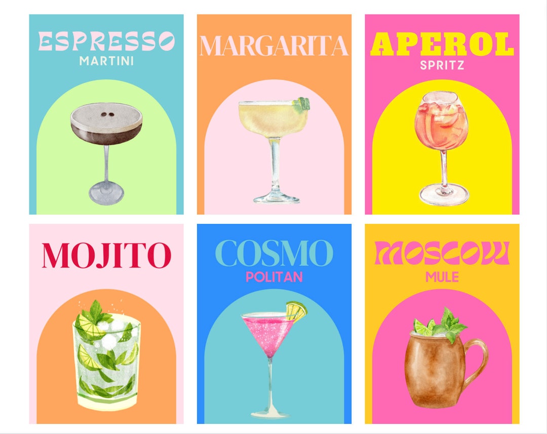 Cocktail Bar Cart Wall-prints - Etsy
