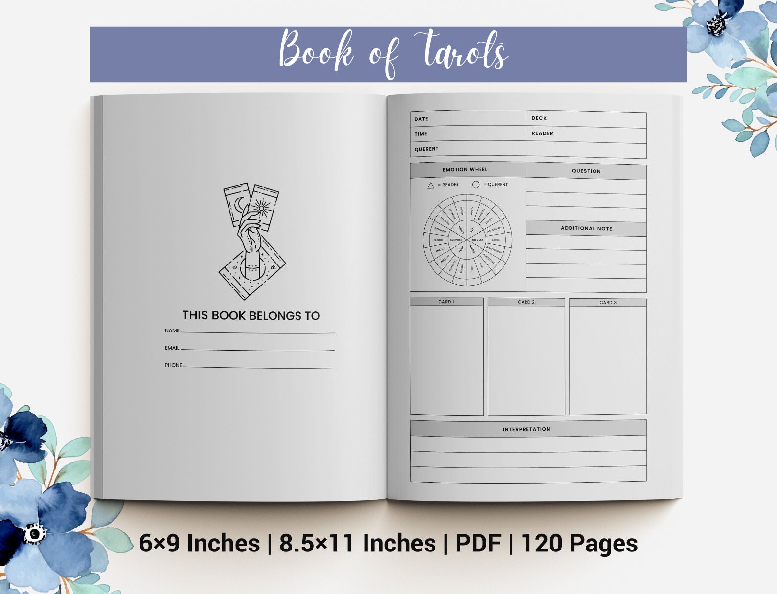 Tarot Card Journal Workbook, Printable Tarot Workbook, Printable Tarot ...