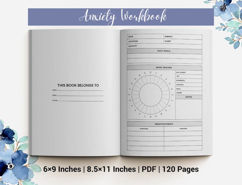 Anxiety Journal, Printable Anxiety Workbook, Anxiety Goodnotes, Anxiety ...