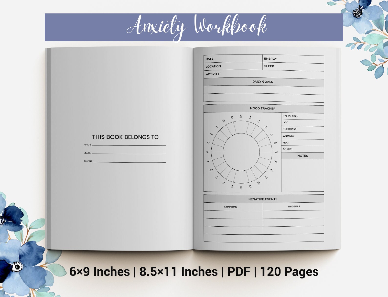 Anxiety Journal, Printable Anxiety Workbook, Anxiety Goodnotes, Anxiety ...