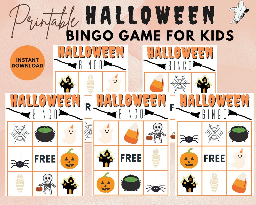Halloween BINGO Game, Printable Halloween Game for Kinds, Fun Halloween ...