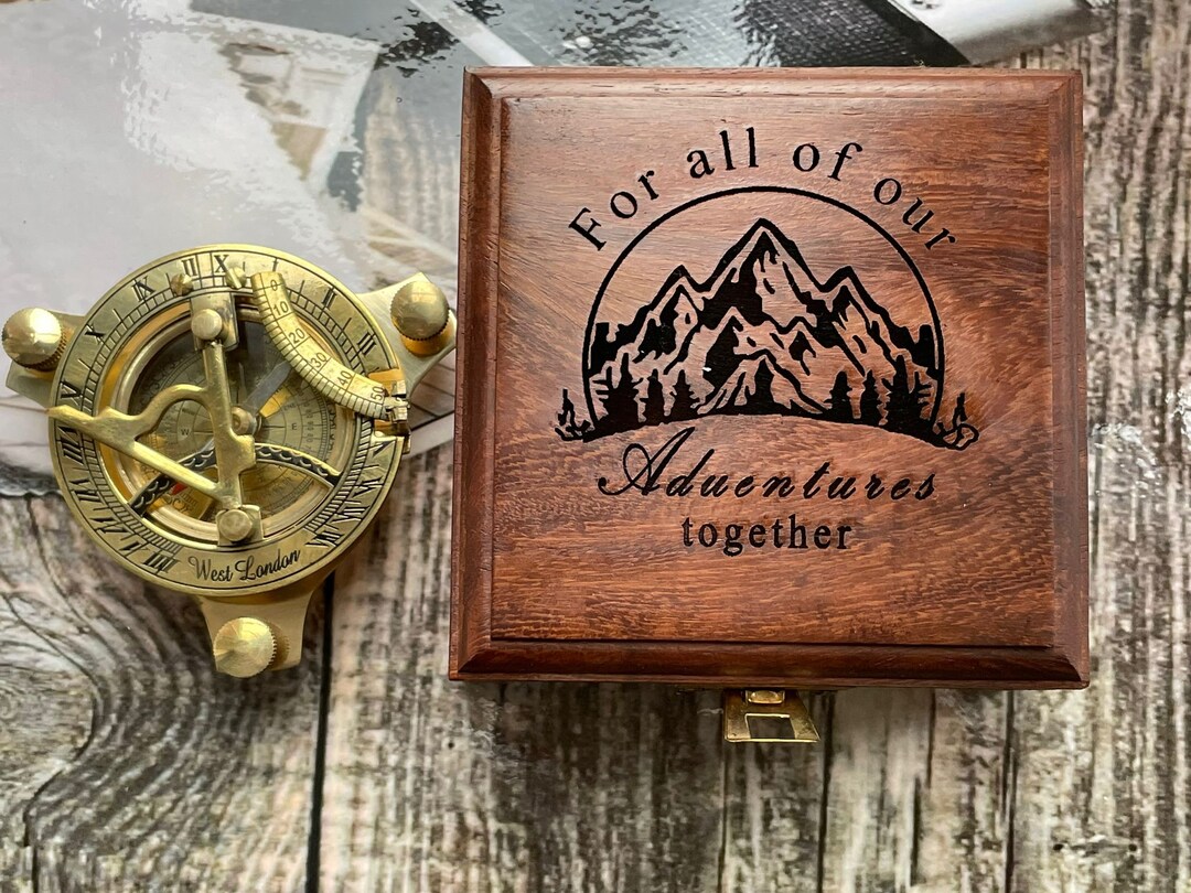 Personalised Brass Working Sundial Compass, Personalized Gift, Antique ...