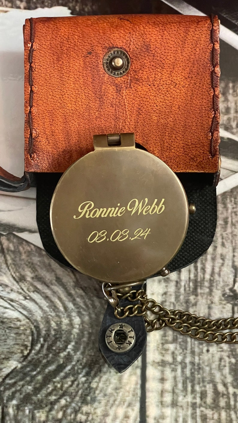 Custom Engraved Nautical Compass, Leather Pouch Included, Gift ...