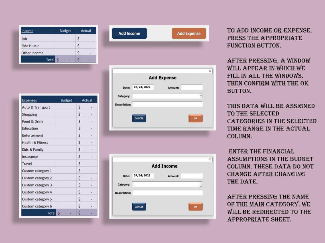 Simple Smart Monthly Budget Spreadsheet Template for Excel, Budget ...