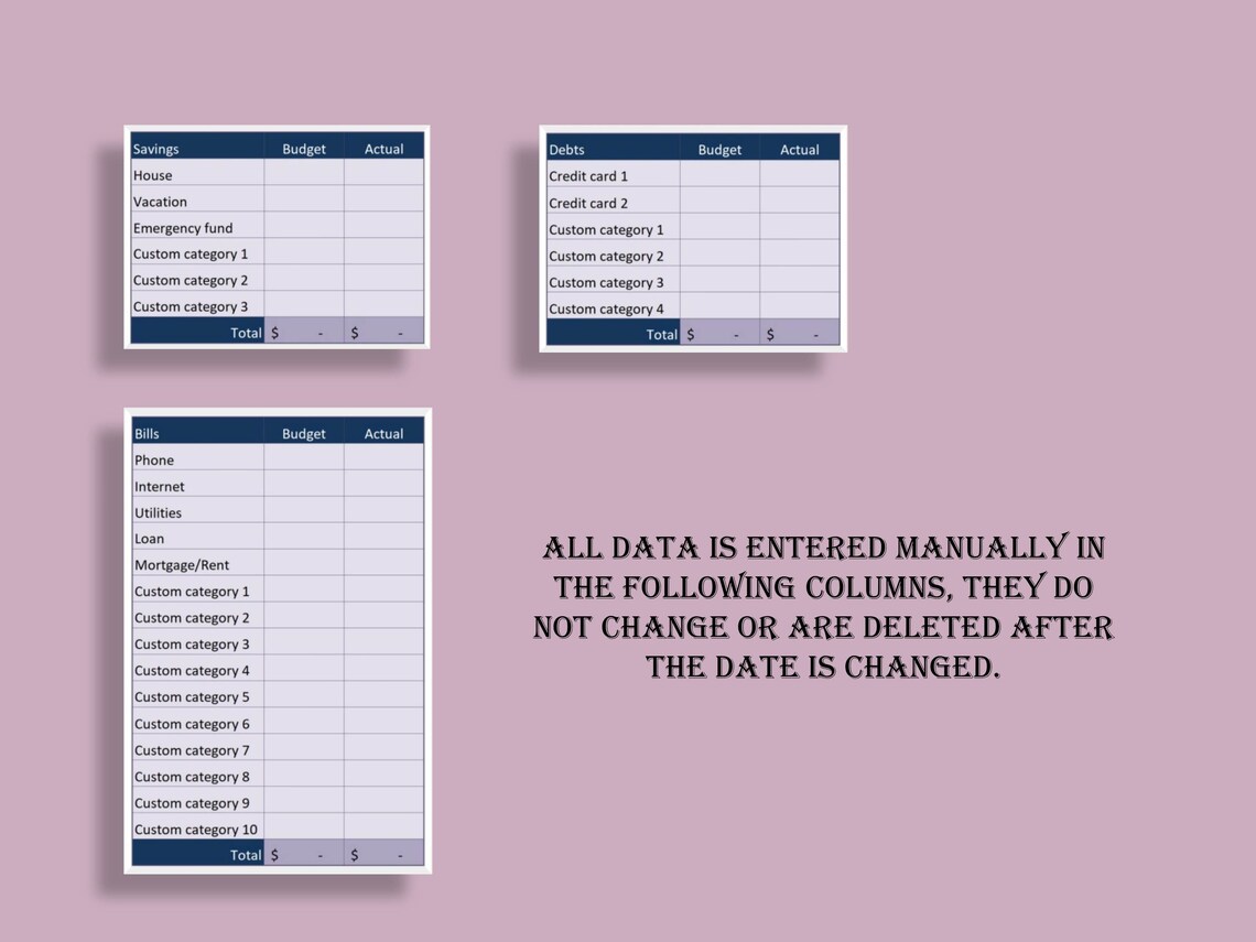 Simple Smart Monthly Budget Spreadsheet Template for Excel, Budget ...